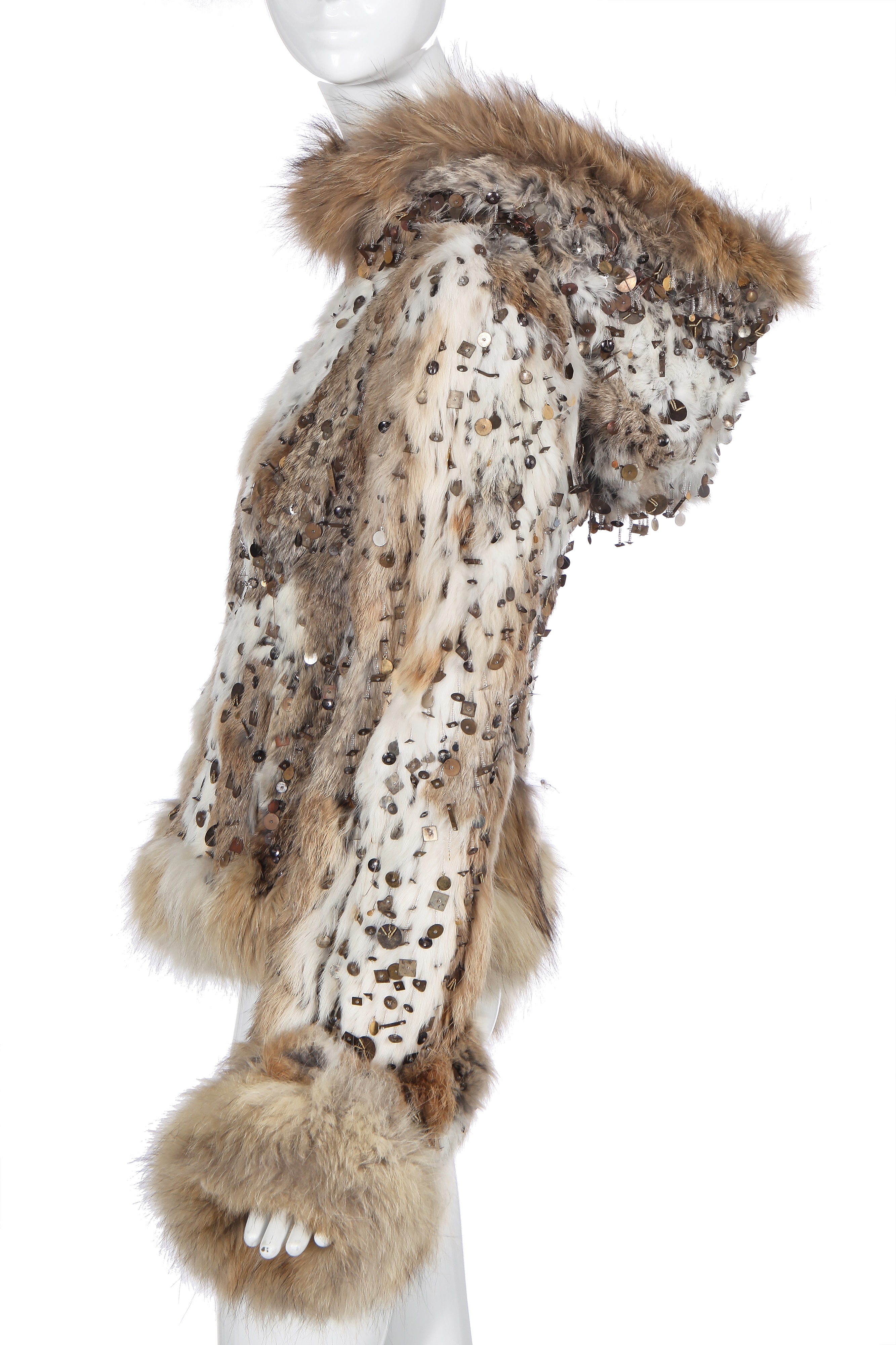 Lot 104 - An Alexander McQueen sequined fur jacket,