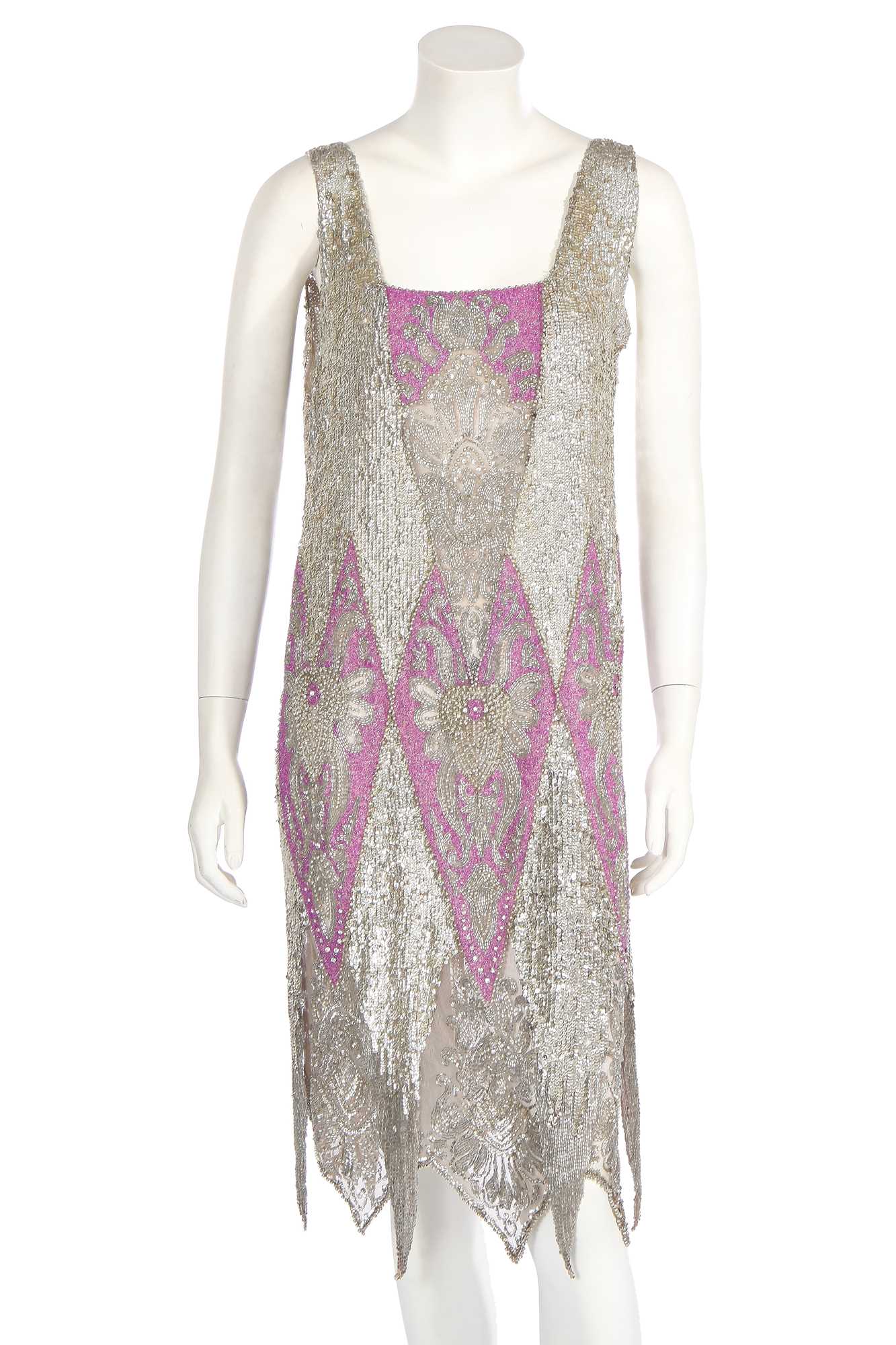 Lot 475 - A fine beaded and sequined flapper dress,