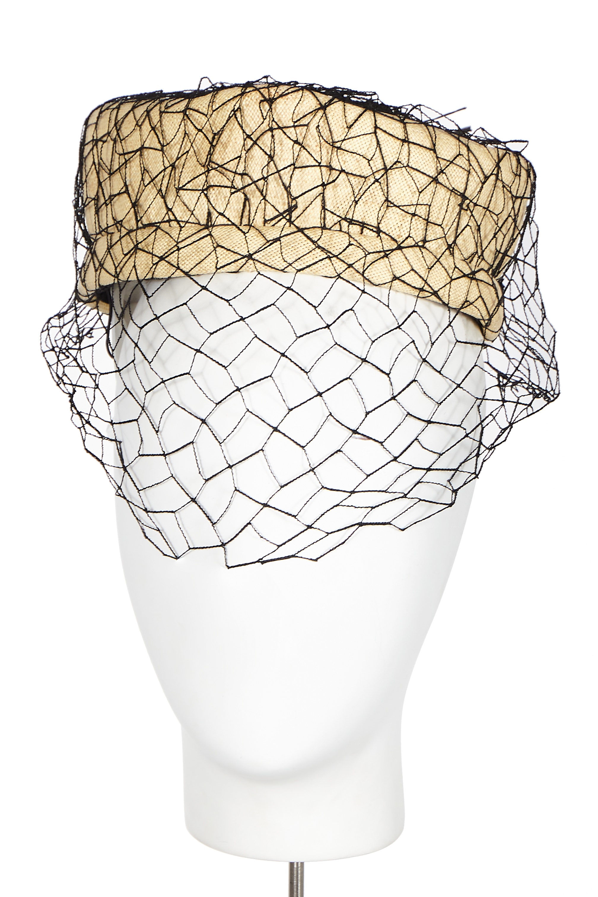 Lot 424 - A Christian Dior straw pillbox hat, circa