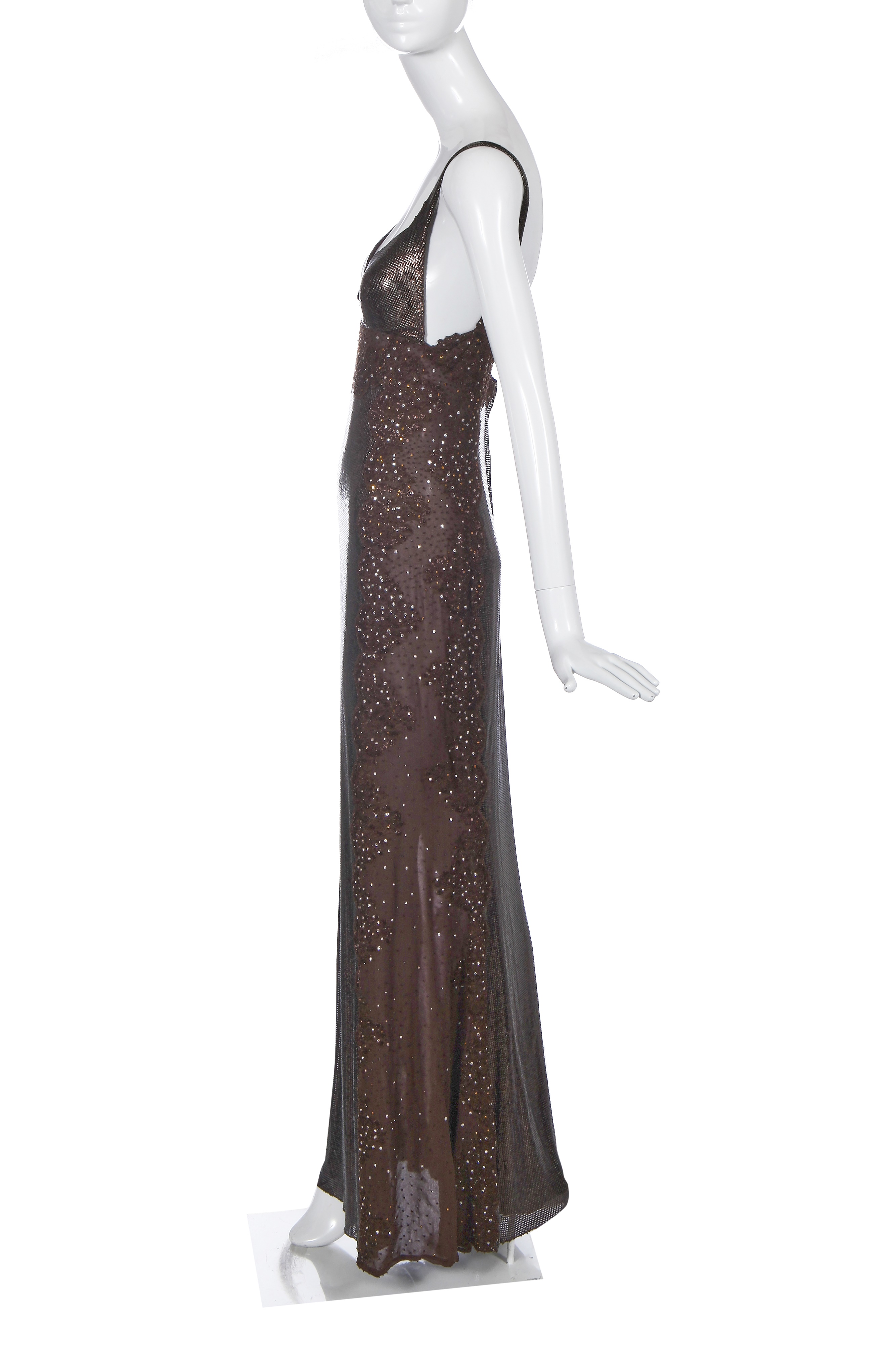 Lot 189 - A fine Gianni Versace brown Oroton dress,