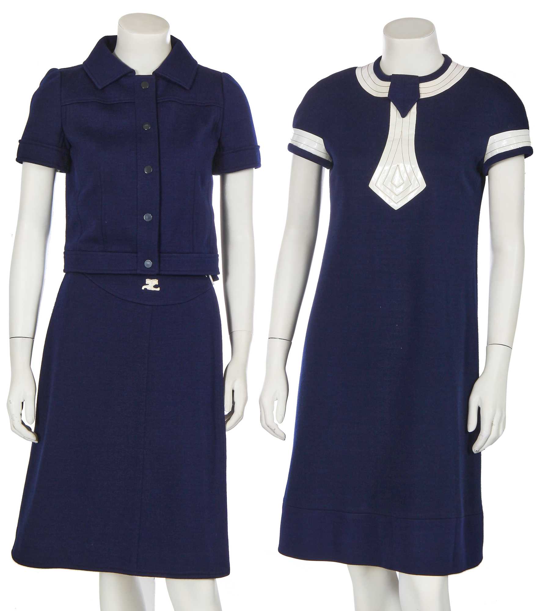 Lot 447 - Two navy wool ensembles by Courrèges and