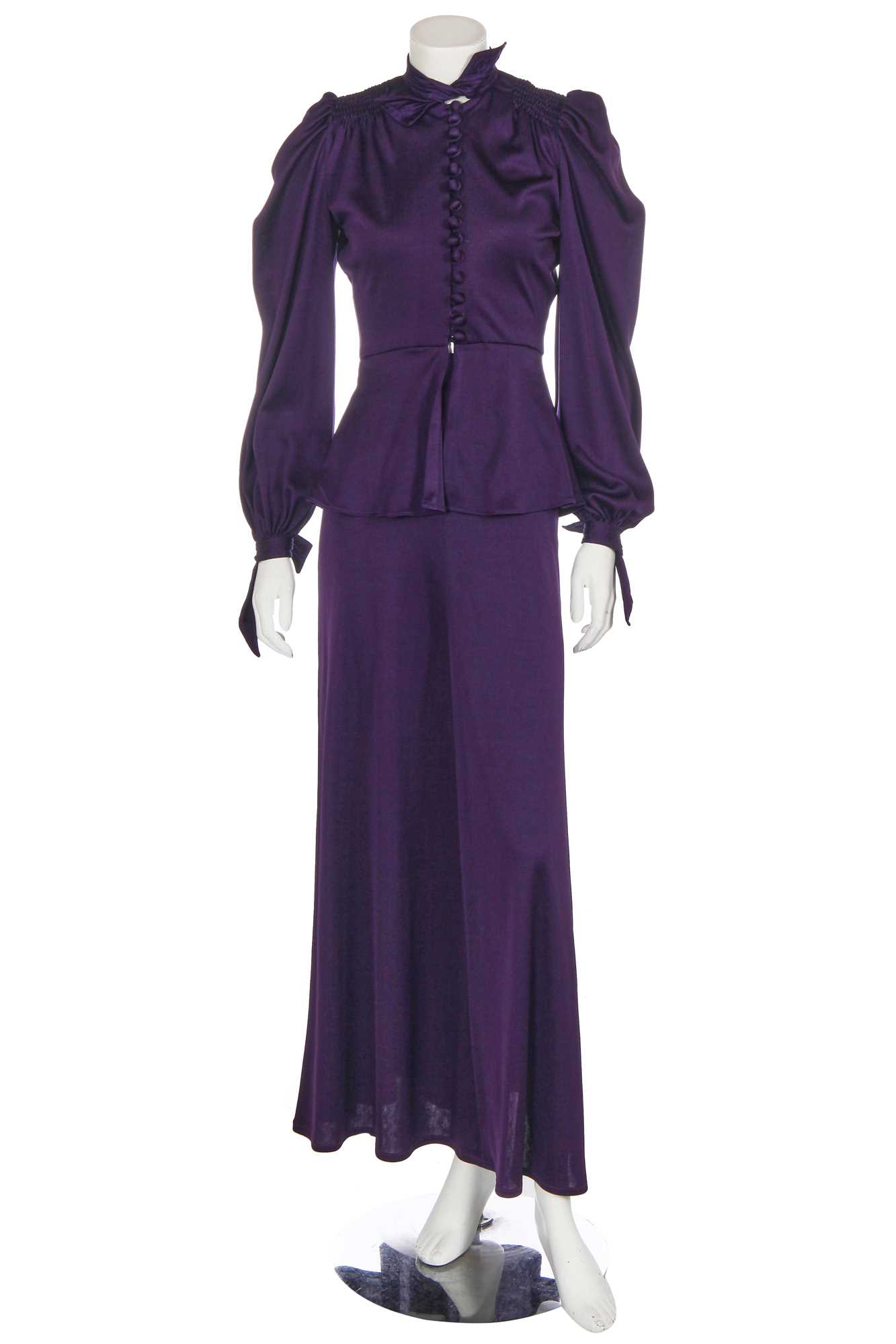 Lot 414 - A Radley purple crimplene ensemble, circa