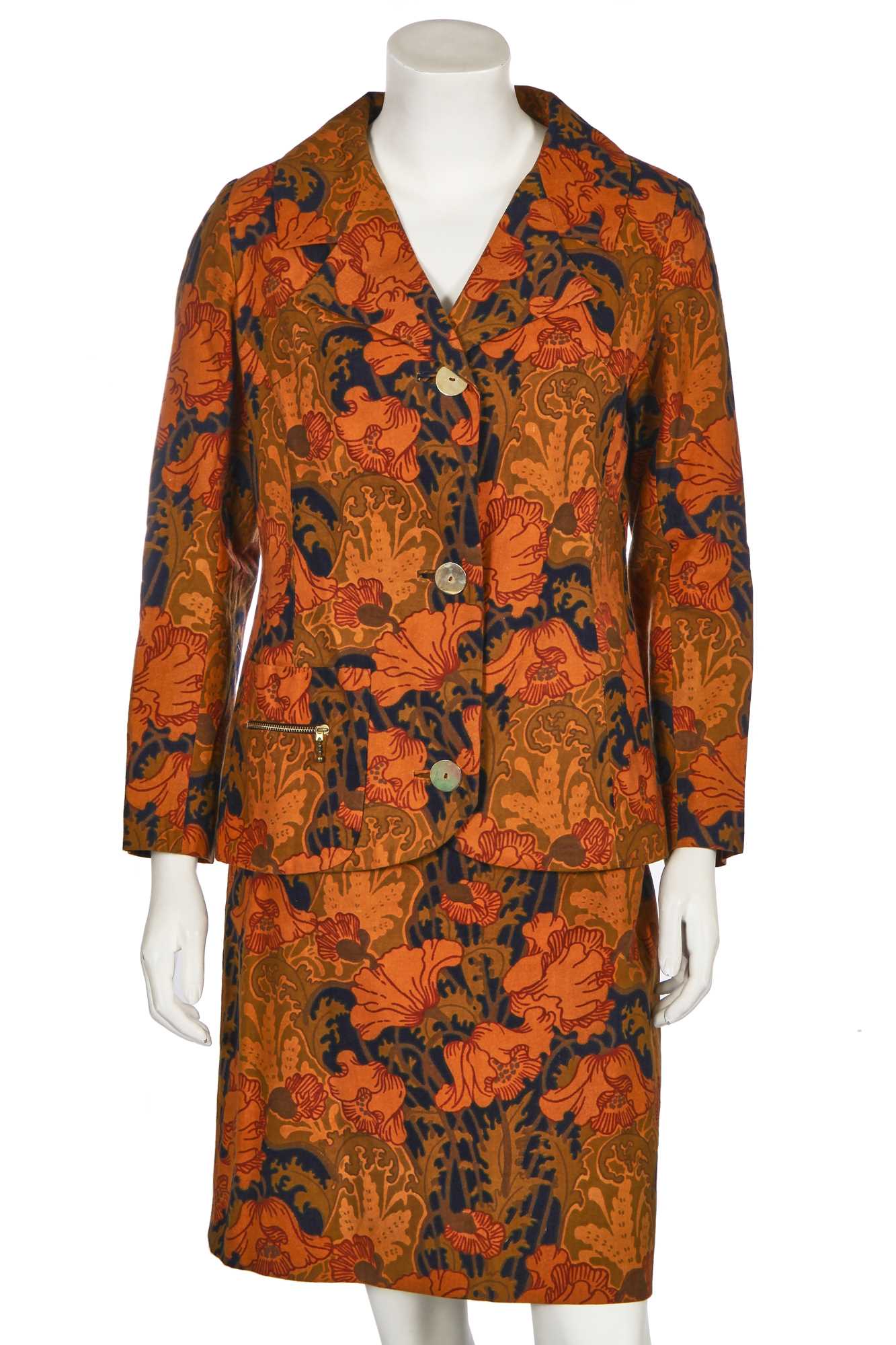 Lot 442 - A Mary Quant printed cotton suit, circa 1965-