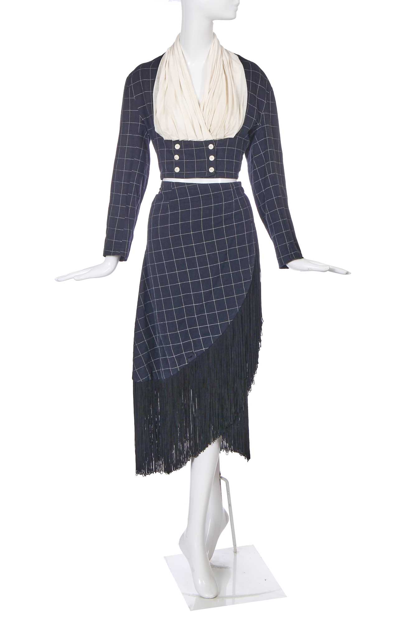 Lot 280 - A John Flett dark navy and white checked