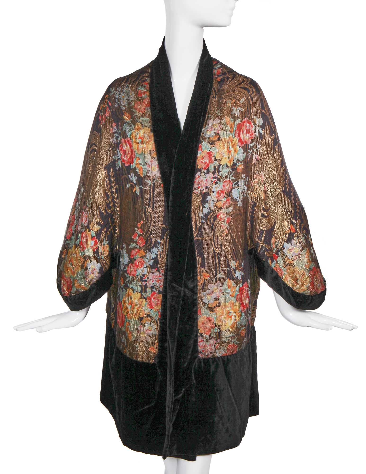 Lot 412 - A Liberty & Co brocaded lamé opera coat,