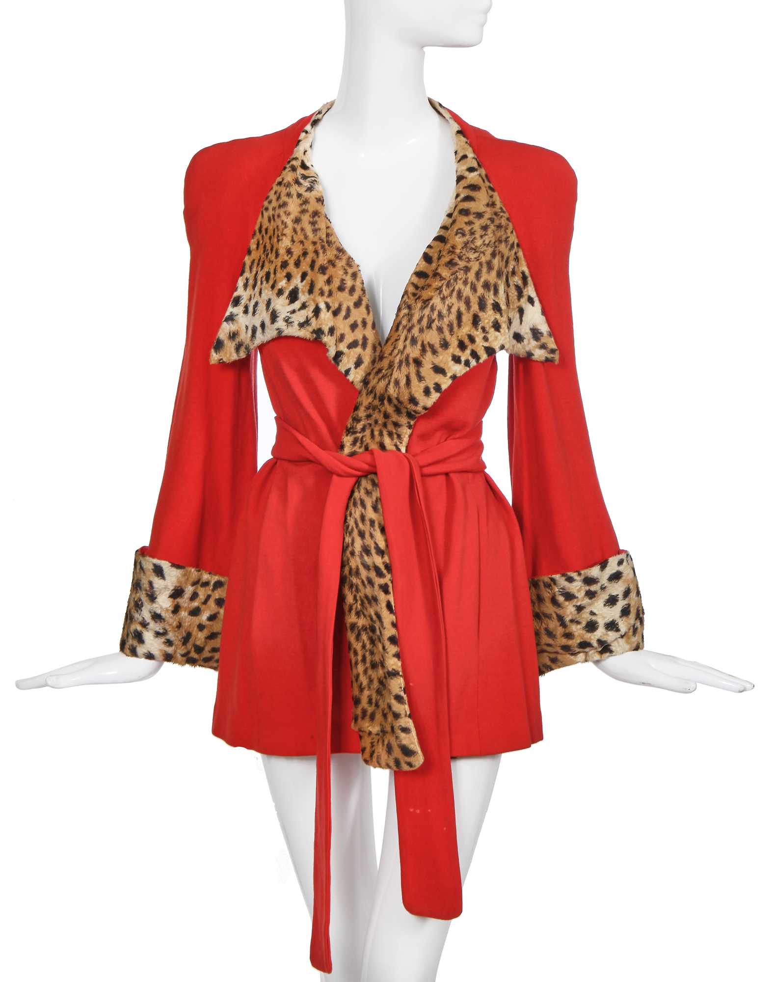 Lot 316 - A Biba scarlet jersey and faux leopard