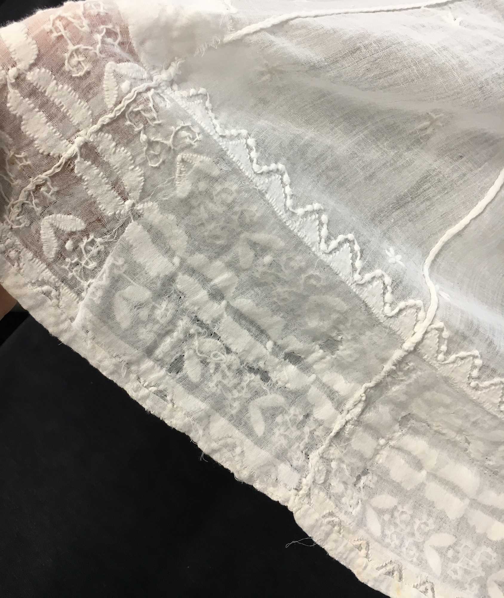 Lot 48 - A whitework embroidered muslin dress, French,