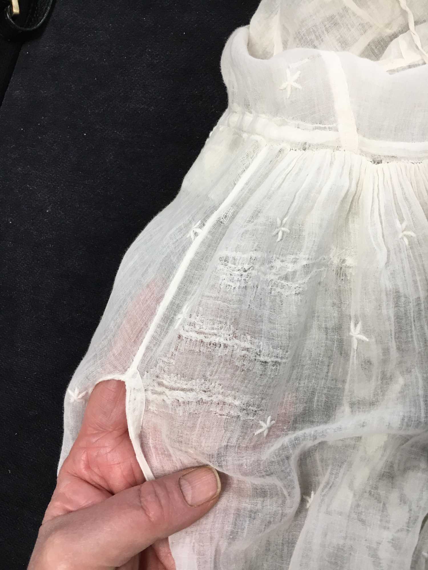 Lot 48 - A whitework embroidered muslin dress, French,