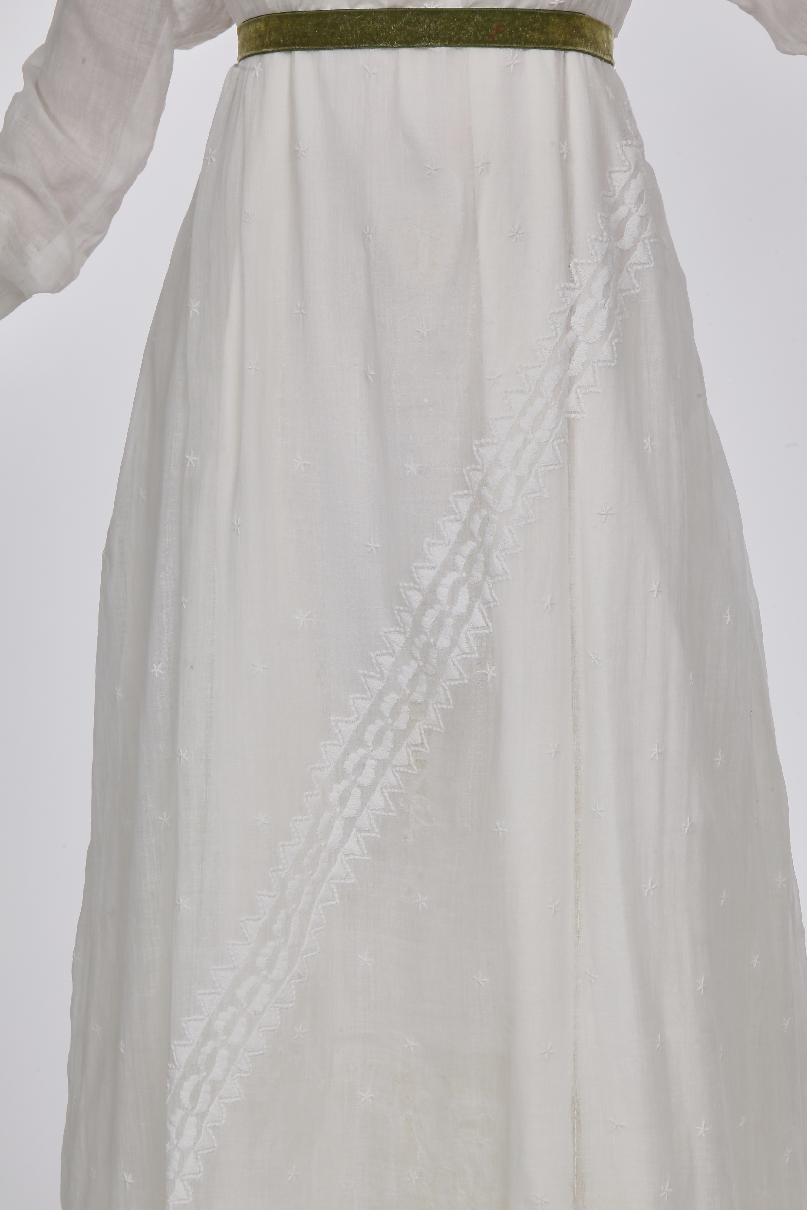 Lot 48 - A whitework embroidered muslin dress, French,
