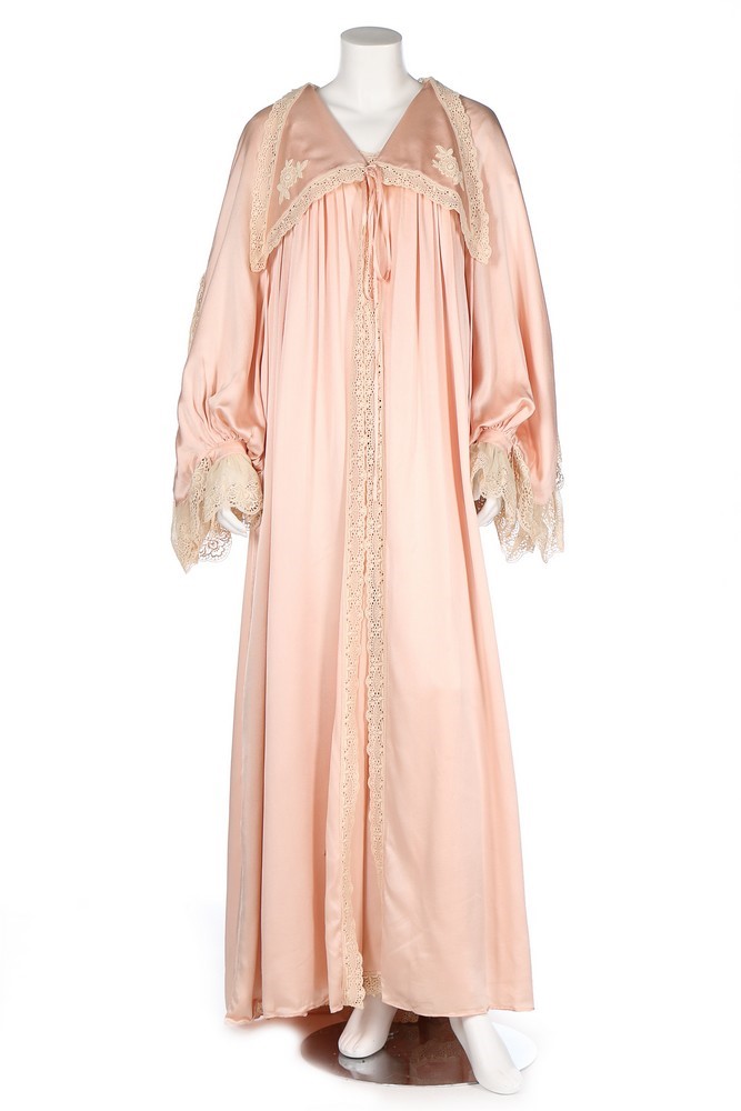 Lot 49 - A Bill Gibb pale pink satin negligee-style