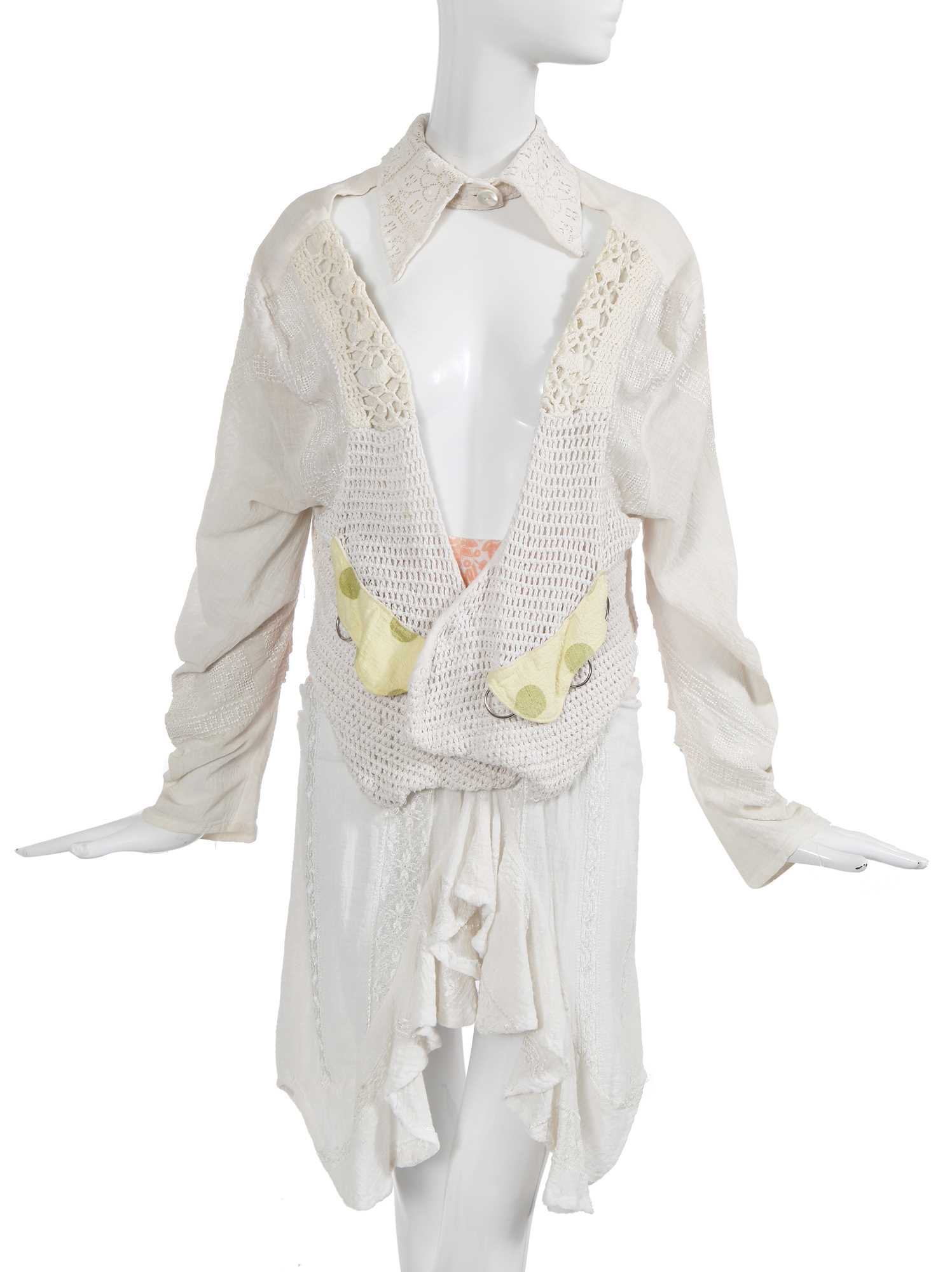 Lot 264 - A Rachel Auburn ivory and peach crochet