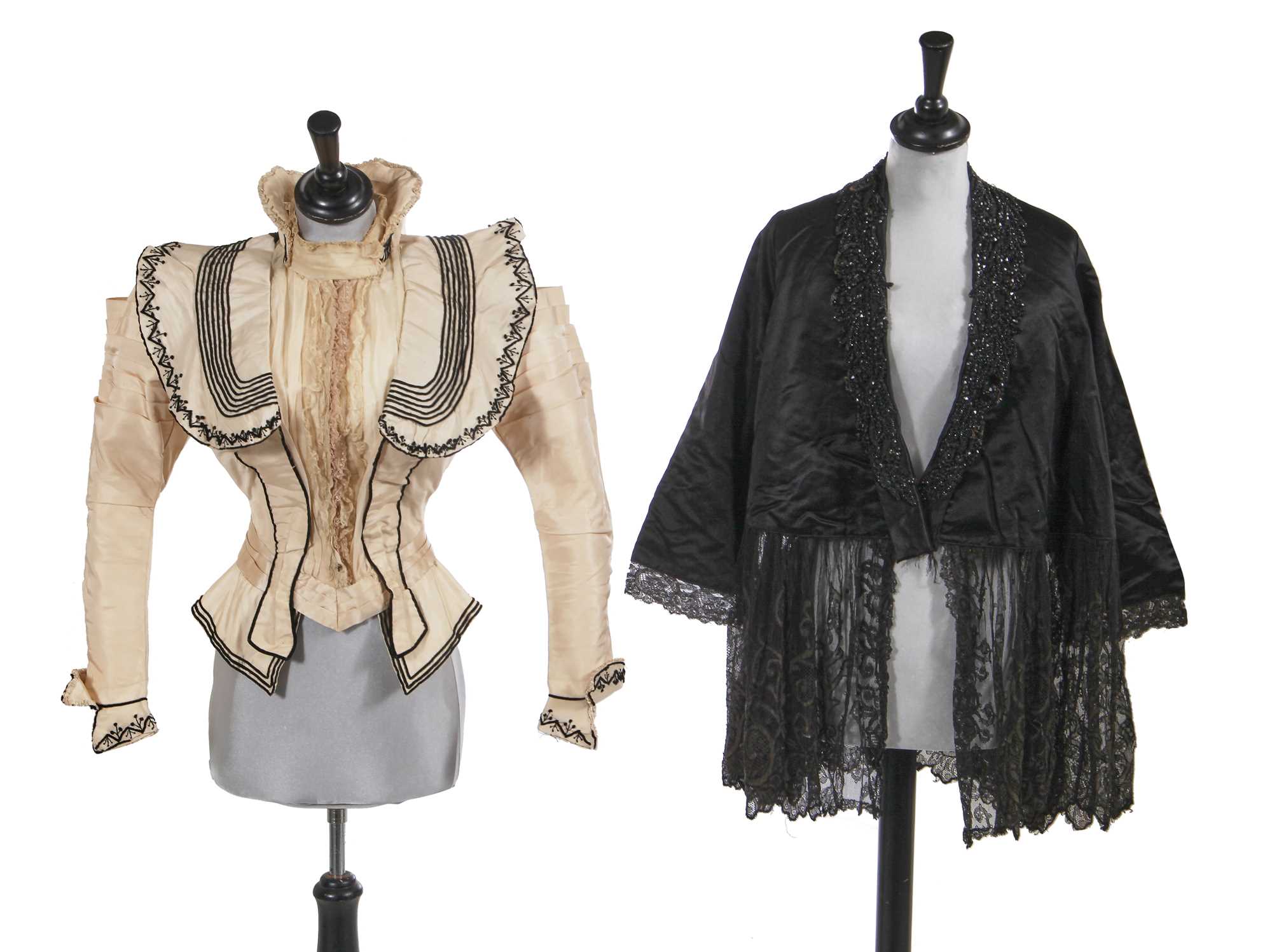 Lot 809 - A Gustave Beer cream silk jacket 1890s,
