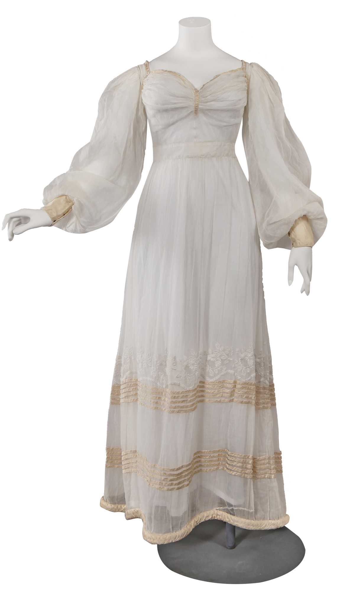 Lot 504 - A whitework embroidered muslin gown, circa