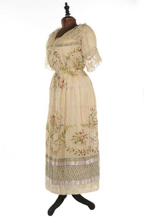 Lot 144 - An embroidered muslin dress, circa 1914-18,