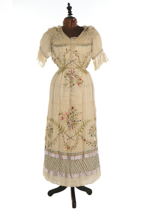 Lot 144 - An embroidered muslin dress, circa 1914-18,