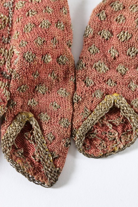 Lot 37 - A rare pair of ladies' knitted silk and metal