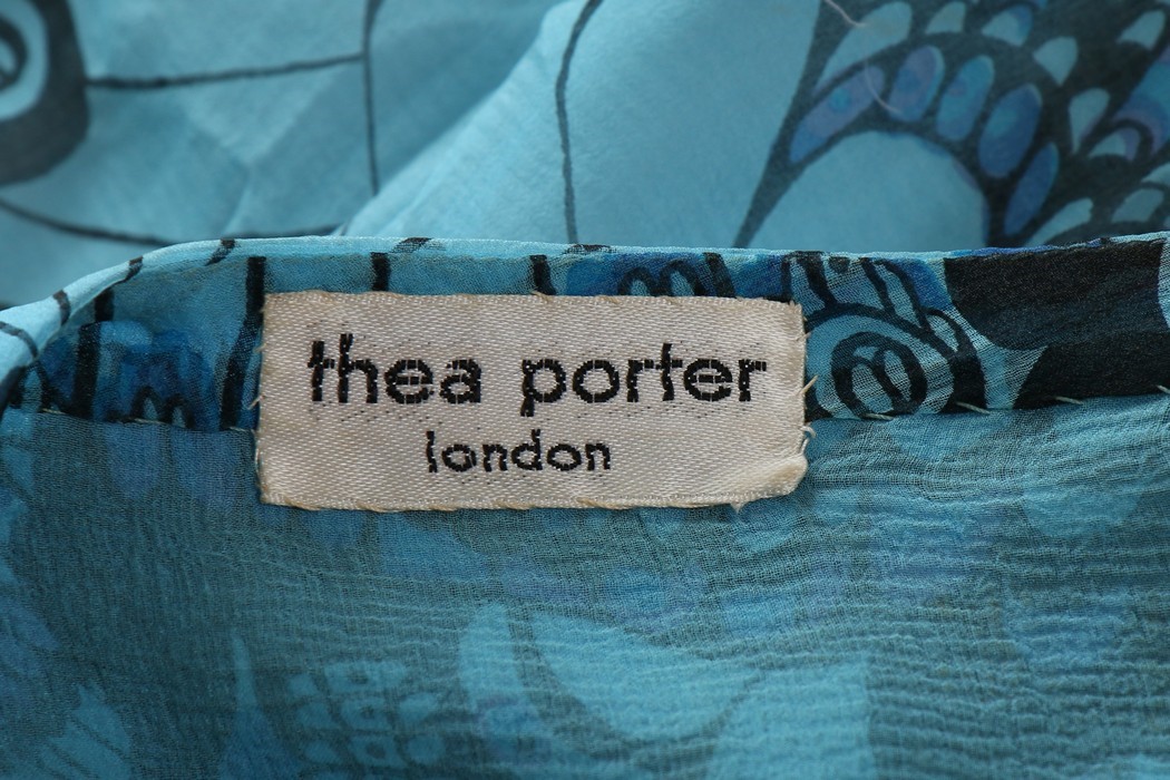 Lot 113 - A Thea Porter blue butterfly-print chiffon