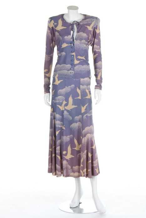 Lot 79 - A stylish Biba bird print jersey ensemble,