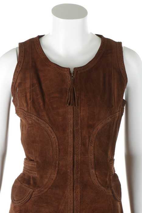 Lot 158 - A Jean Muir brown suede mini dress, mid
