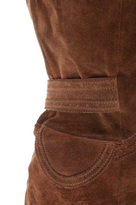 Lot 158 - A Jean Muir brown suede mini dress, mid