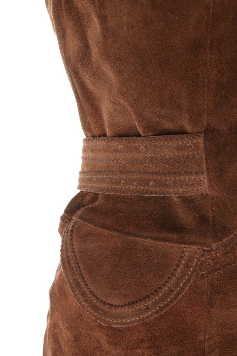 Lot 158 - A Jean Muir brown suede mini dress, mid