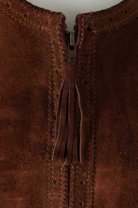 Lot 158 - A Jean Muir brown suede mini dress, mid