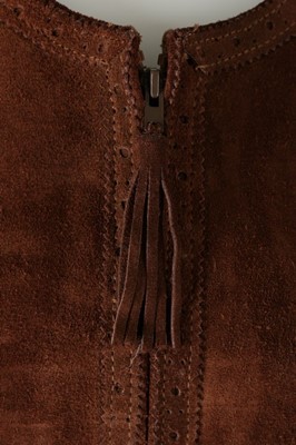 Lot 158 - A Jean Muir brown suede mini dress, mid
