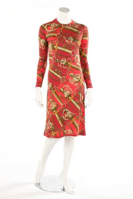 Lot 133 - An Hermès knitted dress, 1970s, labelled,