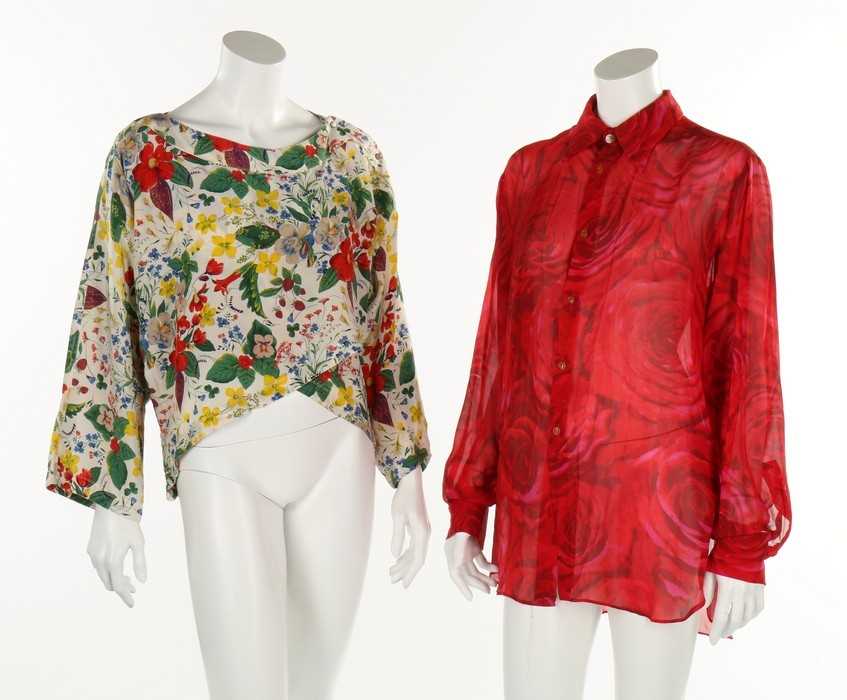 Lot 149 - A group of designer print blouses, 1970s-80s,