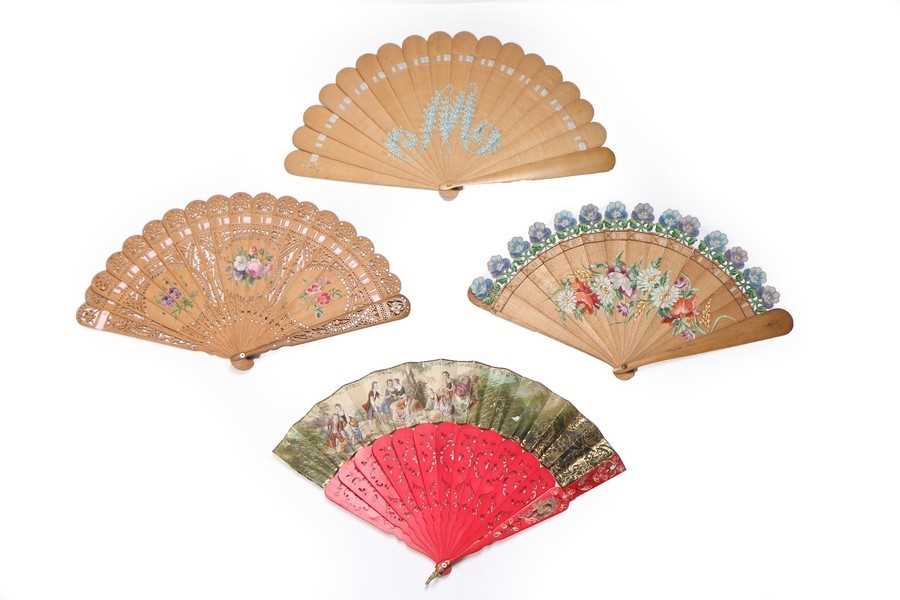 Lot 63 - A group of fans, mainly 1840-1900, eleven