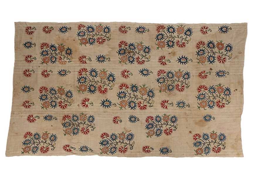 Lot 451 - An embroidered muslin quilt cover, Turkish,