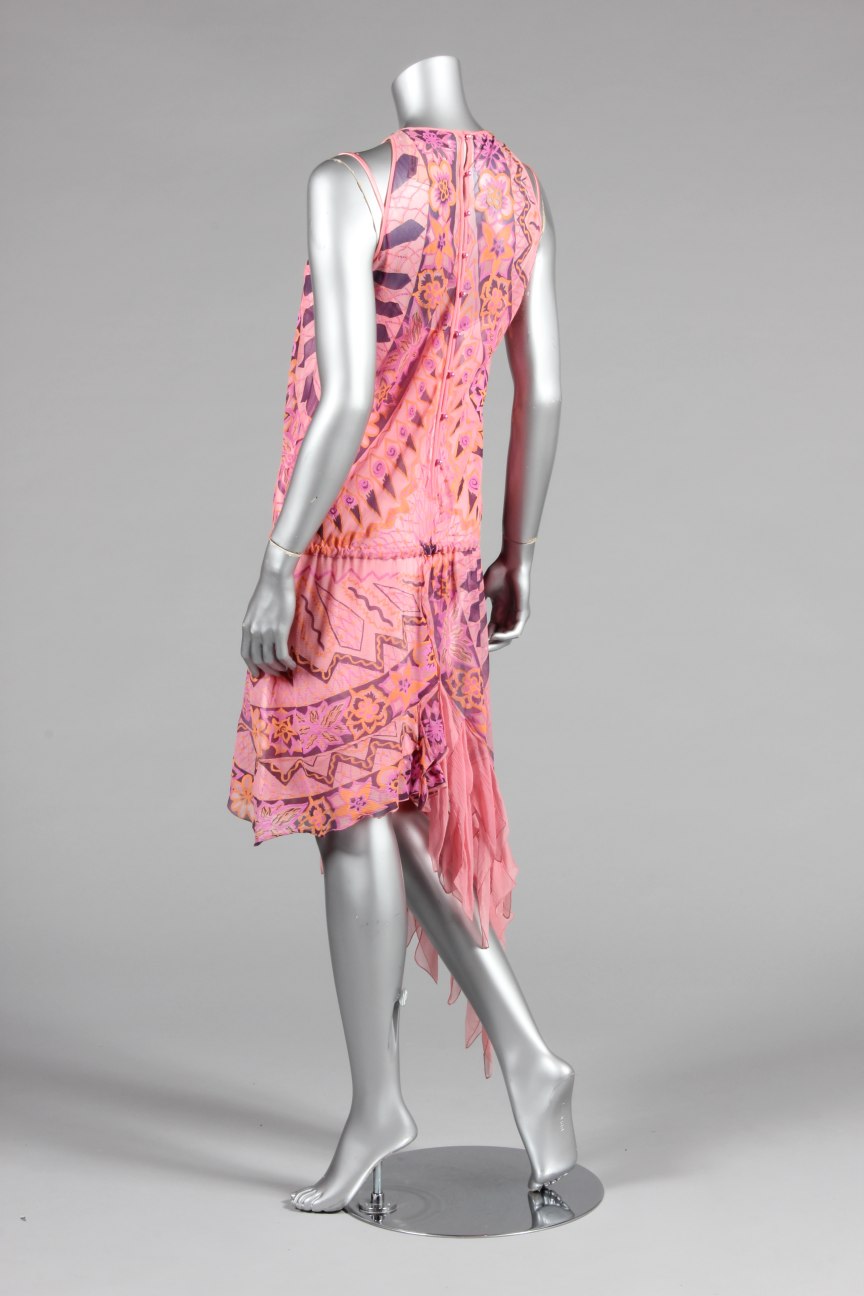 Lot 63 - A Zandra Rhodes printed pink chiffon cocktail