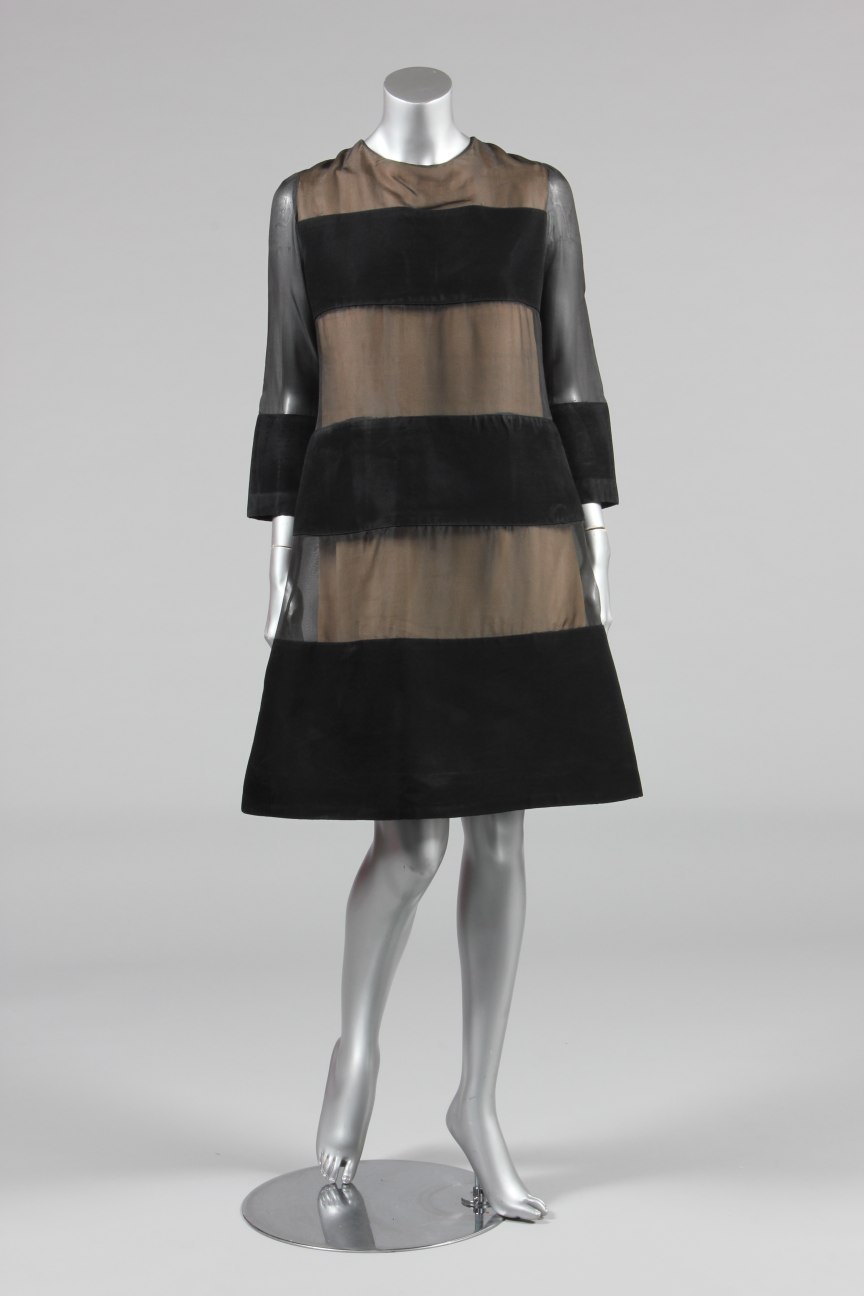Lot 183 - A Jacques Griffe panelled black organza and