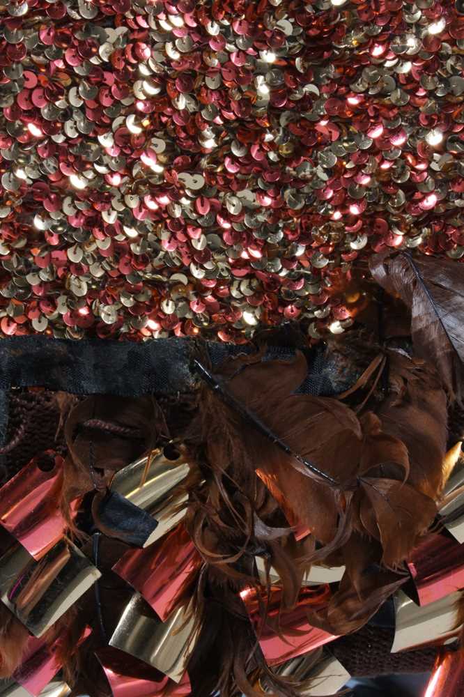 Lot 183 - A Jacques Griffe panelled black organza and